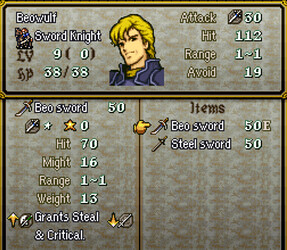 Beo Sword in FE4 - Fire Emblem Mod
